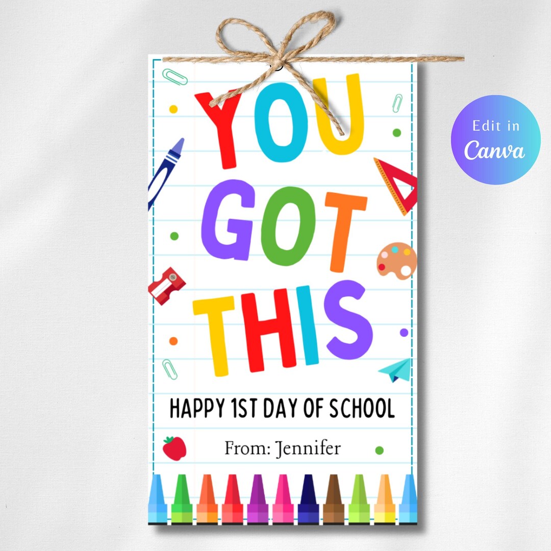 HAPPY FIRST DAY of School Tag, Printable Back to School Tag, Back to ...
