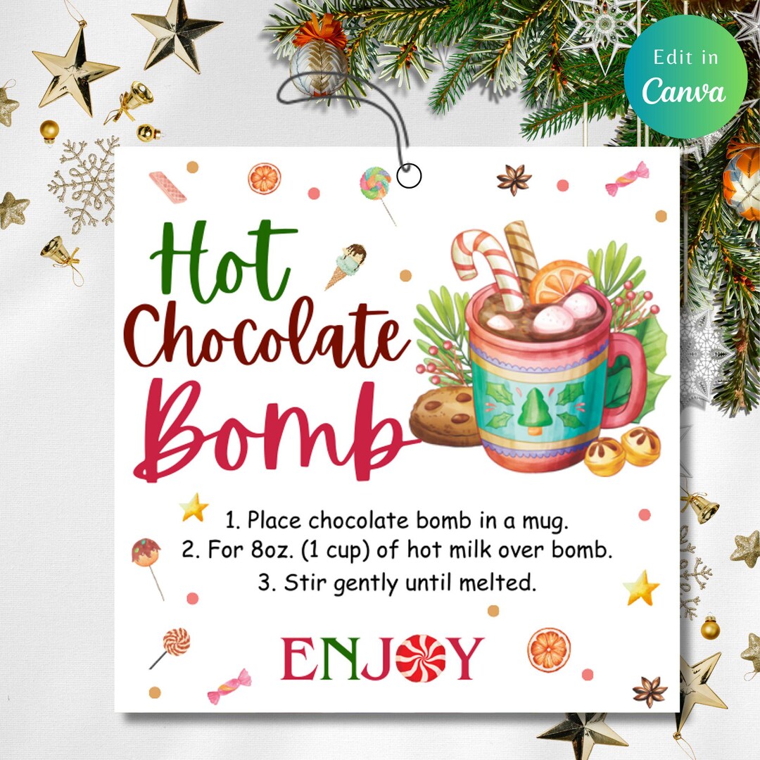Editable ELF HOT Chocolate Bomb Tags, Hot Cocoa Bomb, Letter From Elf ...