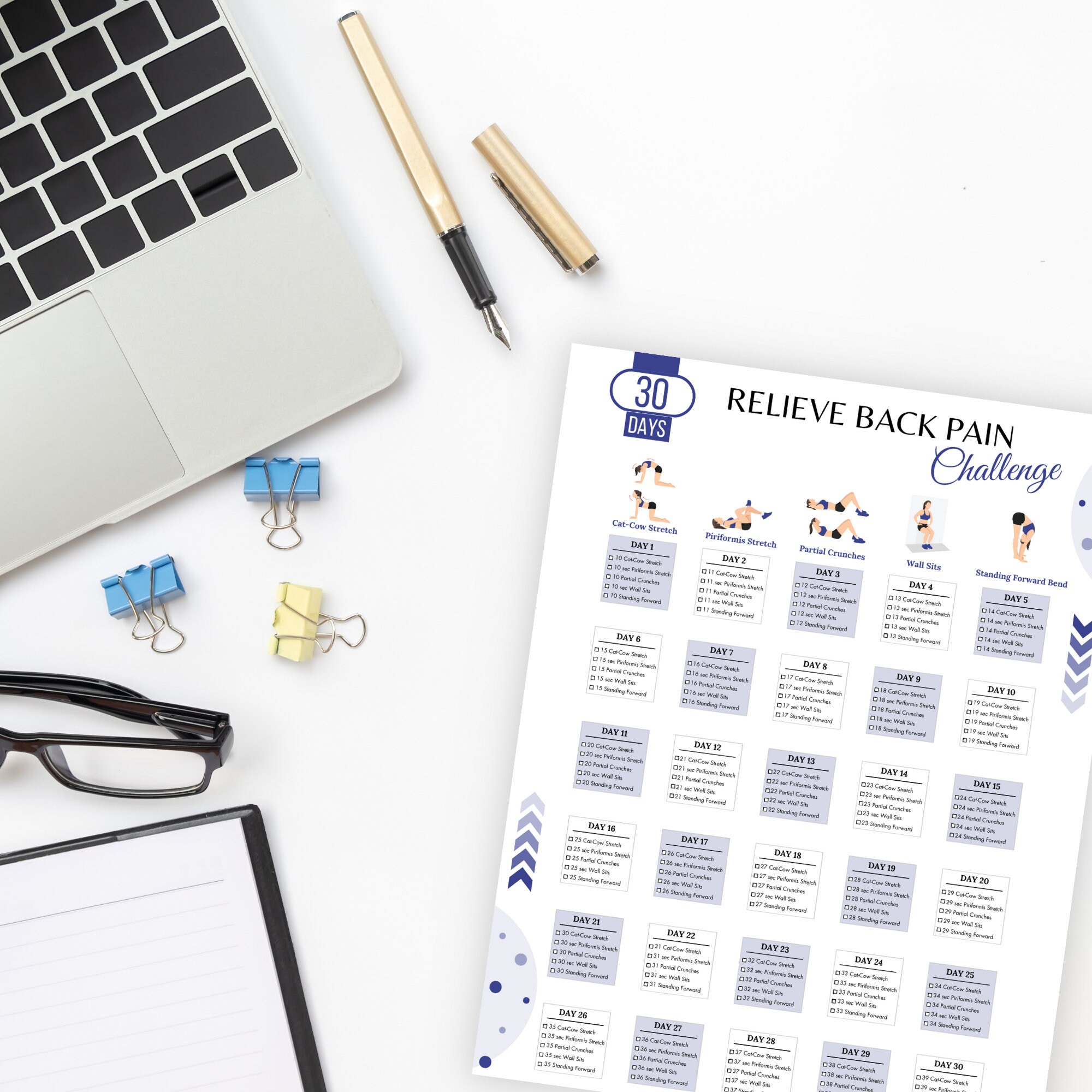 Editable 30 DAYS Relieve Back Pain Challenge, Back Pain, Relieve Back ...