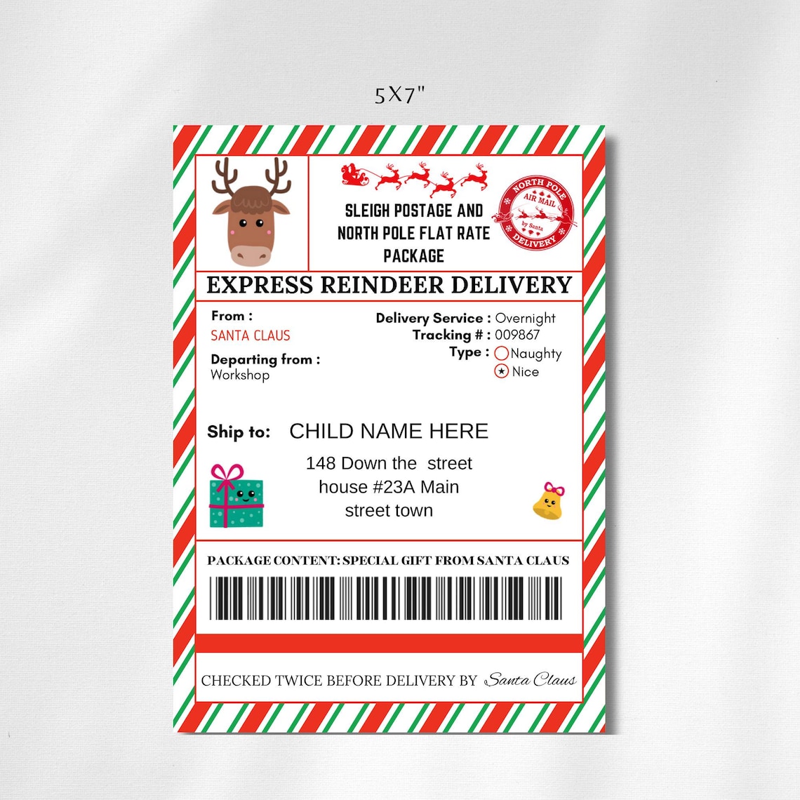 EDITABLE ELF MAIL Shipping Label, Christmas Elf, Northpole Gift Tags ...