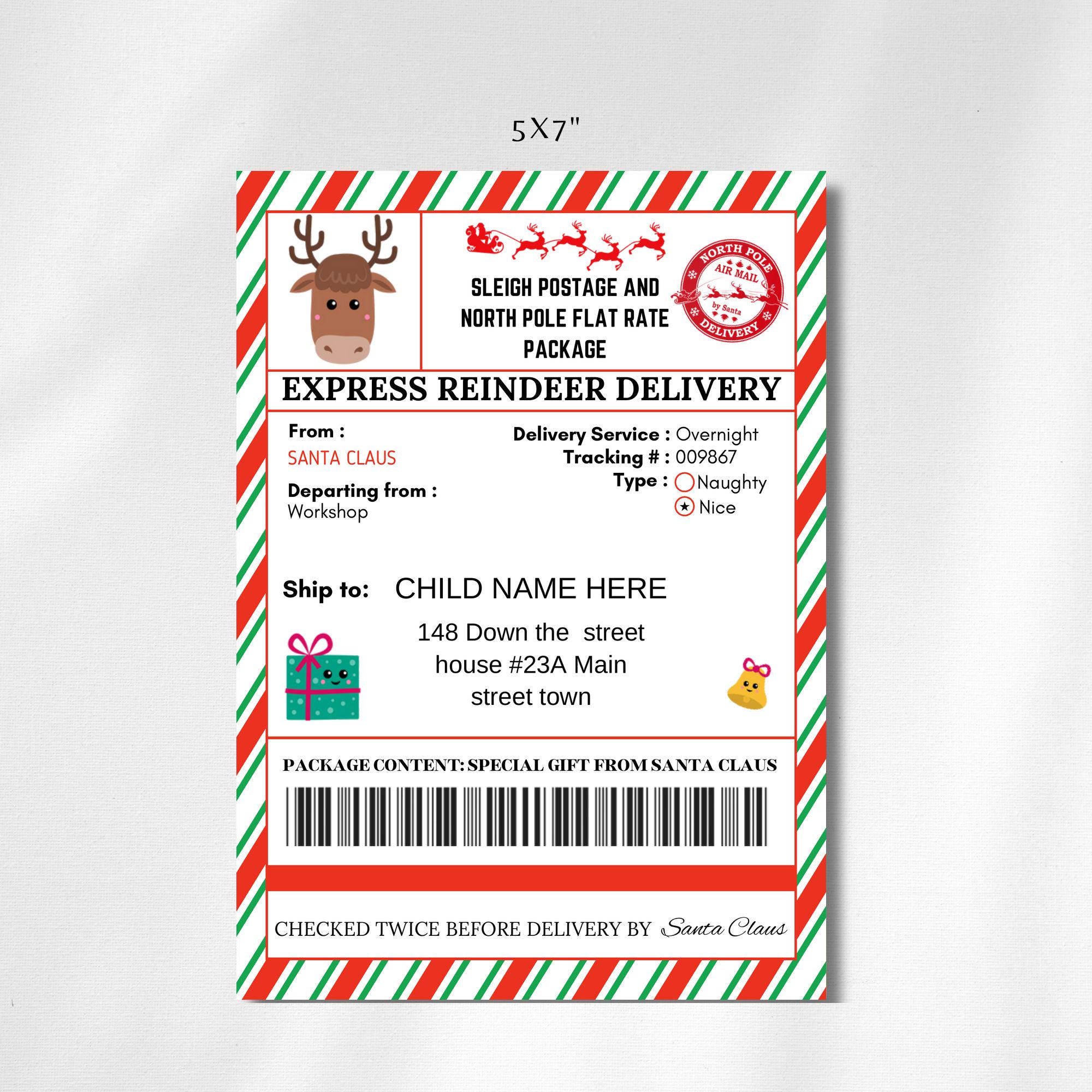 EDITABLE ELF MAIL Shipping Label, Christmas Elf, Northpole Gift Tags ...