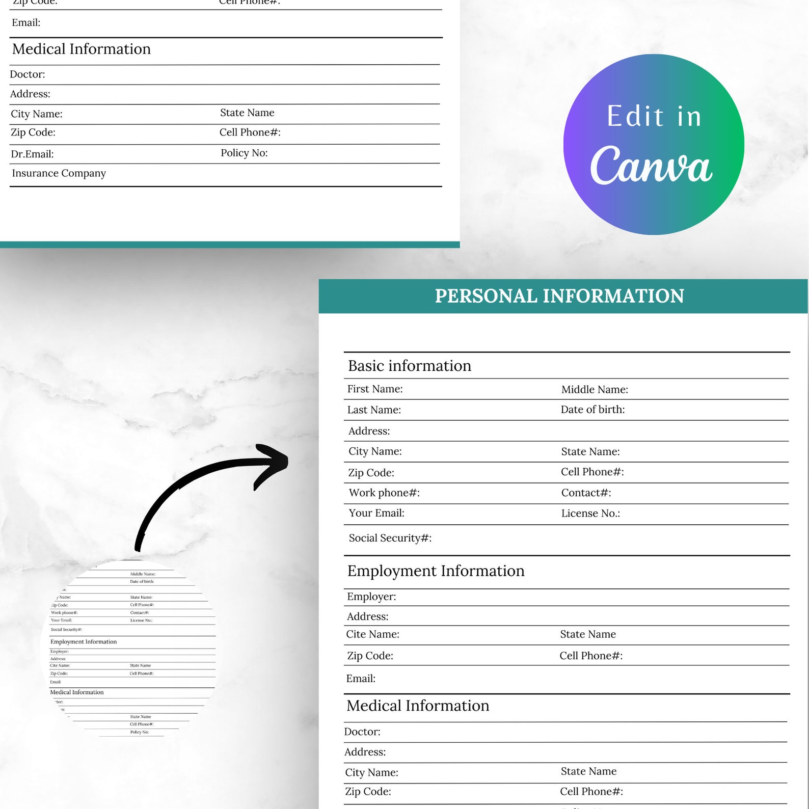 PERSONAL INFORMATION PAGE, Personal Data, Basic Info Template, Personal ...