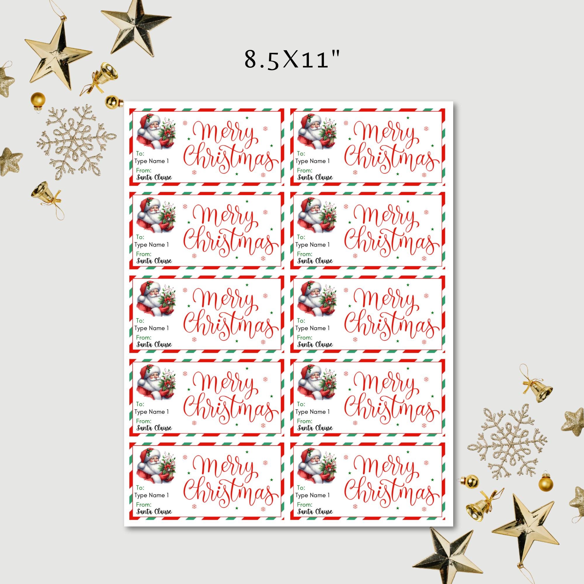 EDITABLE SANTA GIFT Tags Template Printable Christmas Labels Stickers ...