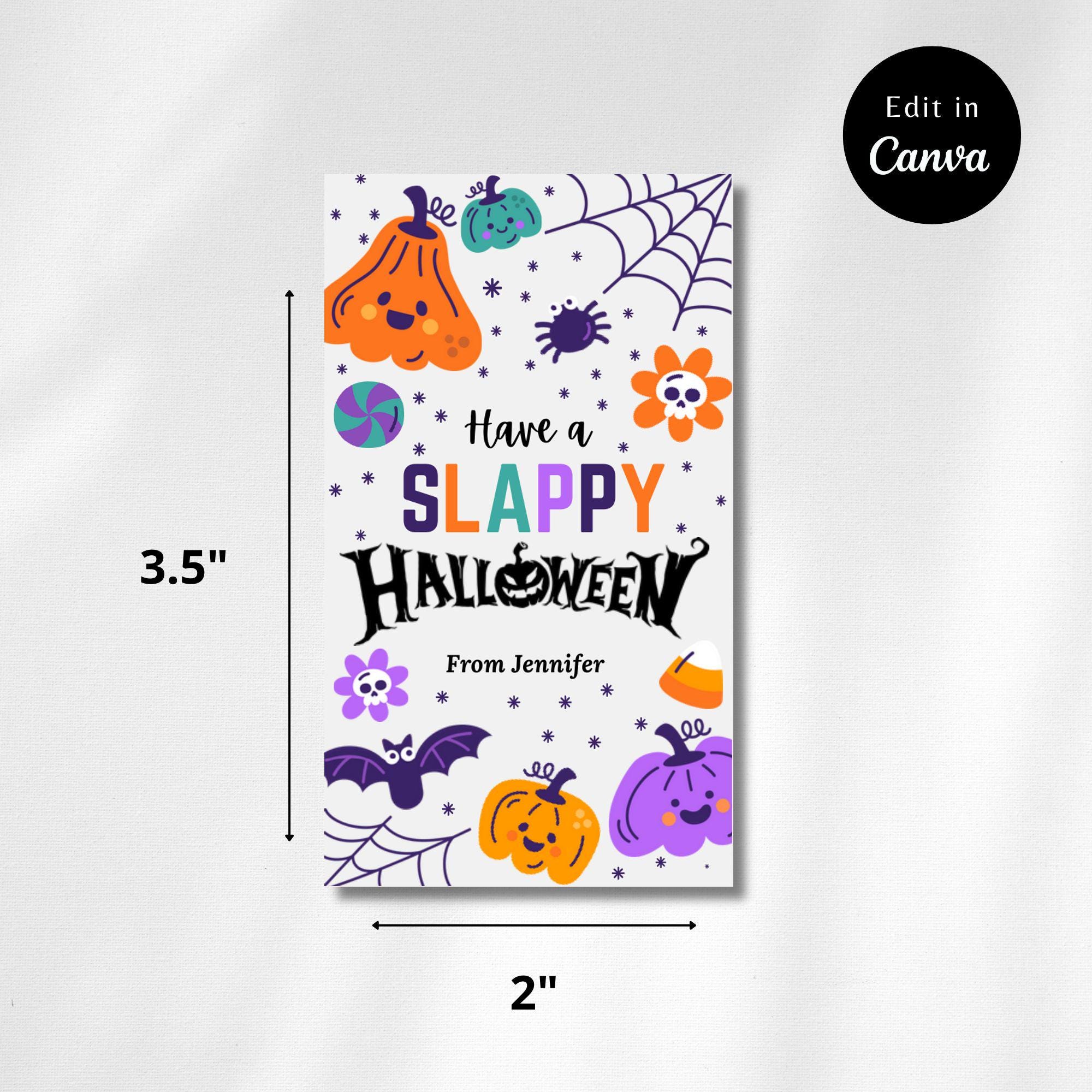 Editable HAPPY HALLOWEEN Slap Bracelet Gift Tag, Halloween Tag, Slap ...