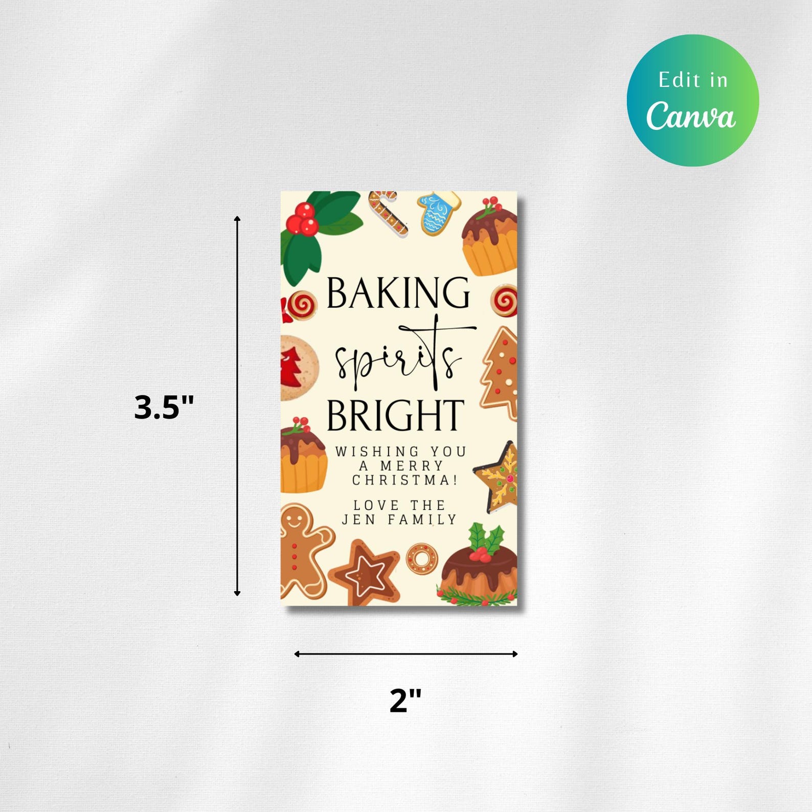 Editable BAKING SPIRITS Bright Tag, Editable Template, Corjl Template ...