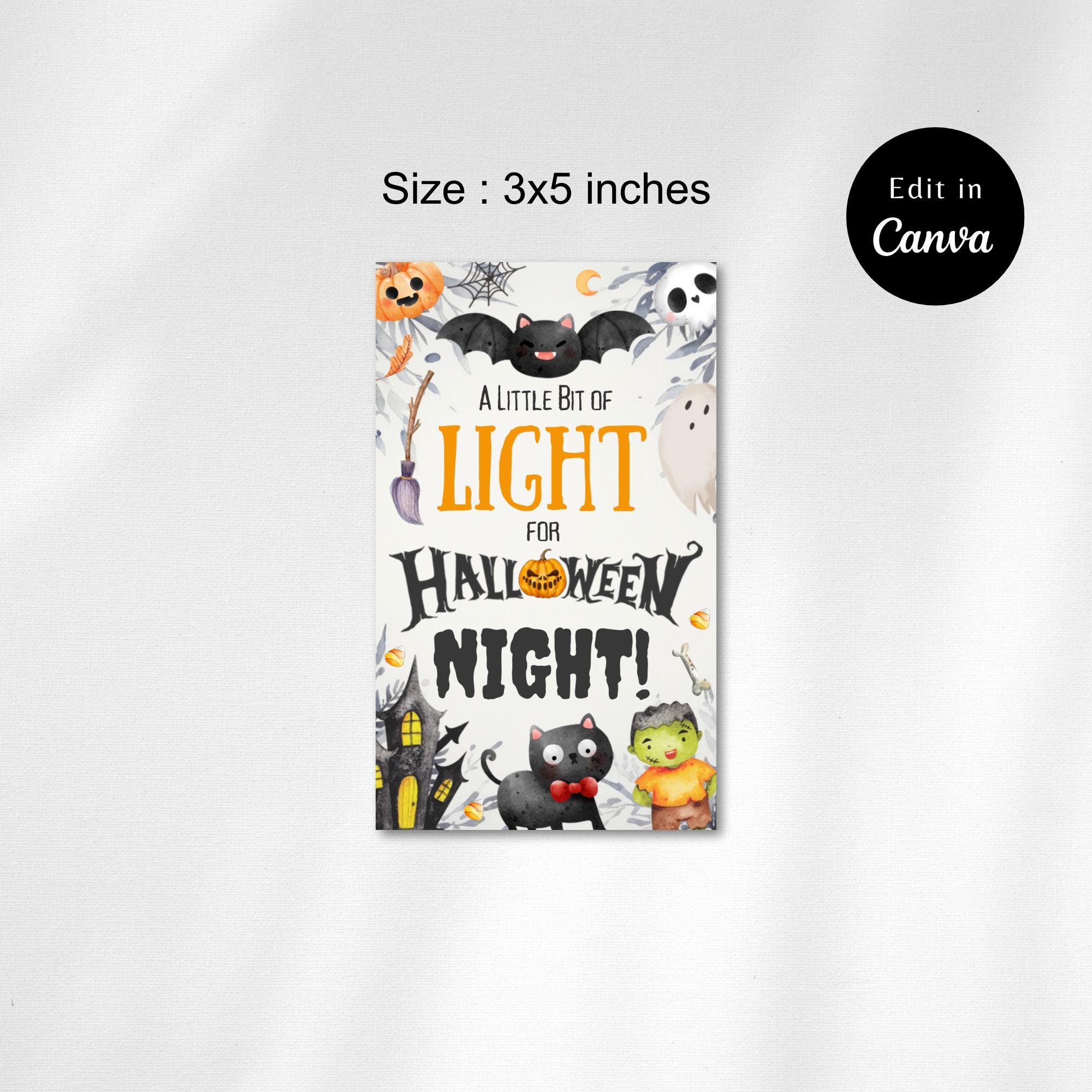 Editable HALLOWEEN GLOW Stick Tag, Glow Stick Holder, Glow Stick Tags ...