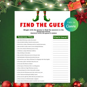Editable FIND THE Guest, Party Games, Christmas, Games for Adults ...