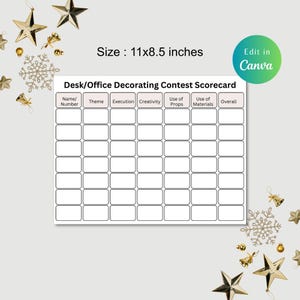 Editable Desk or Office Decorating Contest, PRINTABLE SCORECARD ...