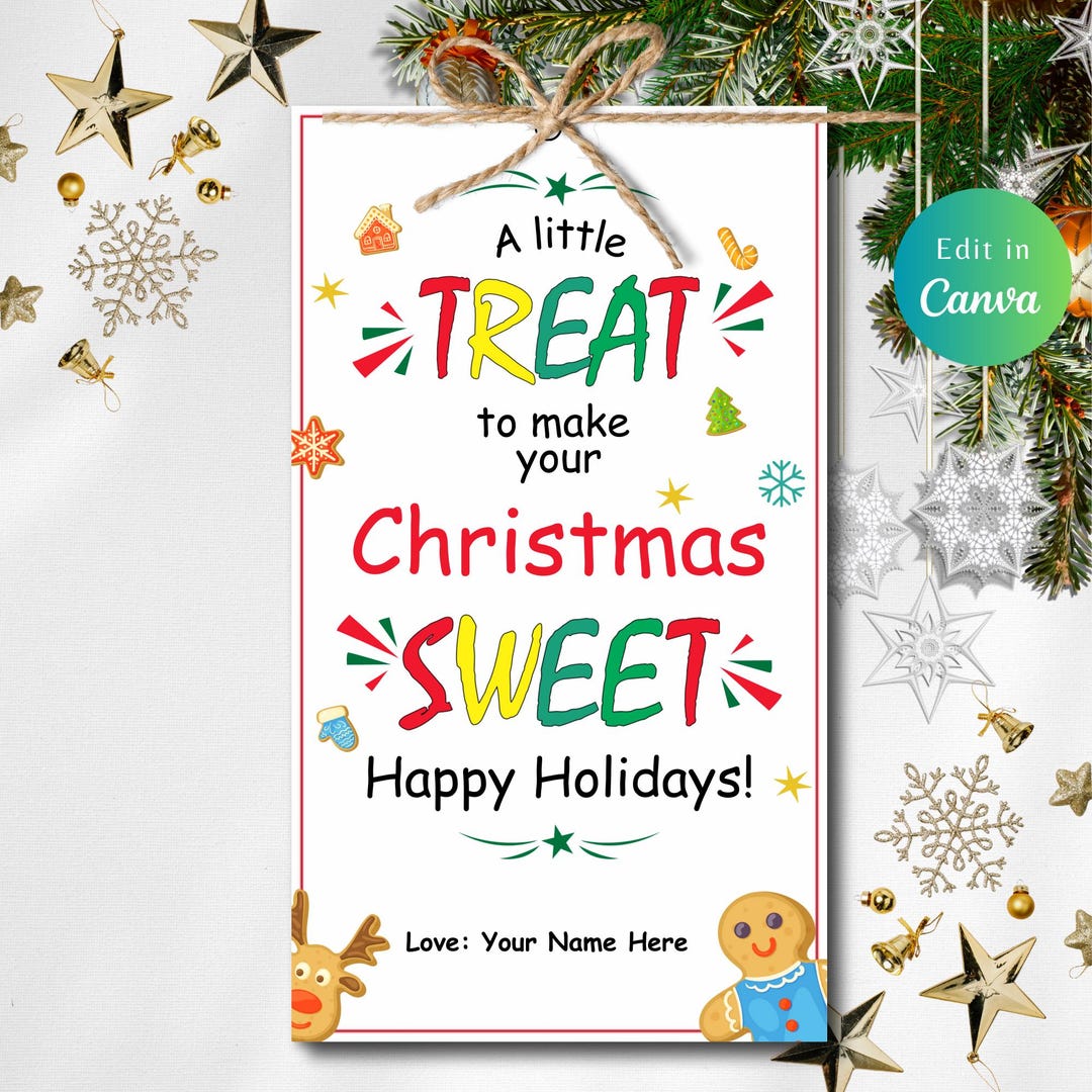 Editable A Little Treat to Make the Christmas SWEET, Little Treat Tags ...