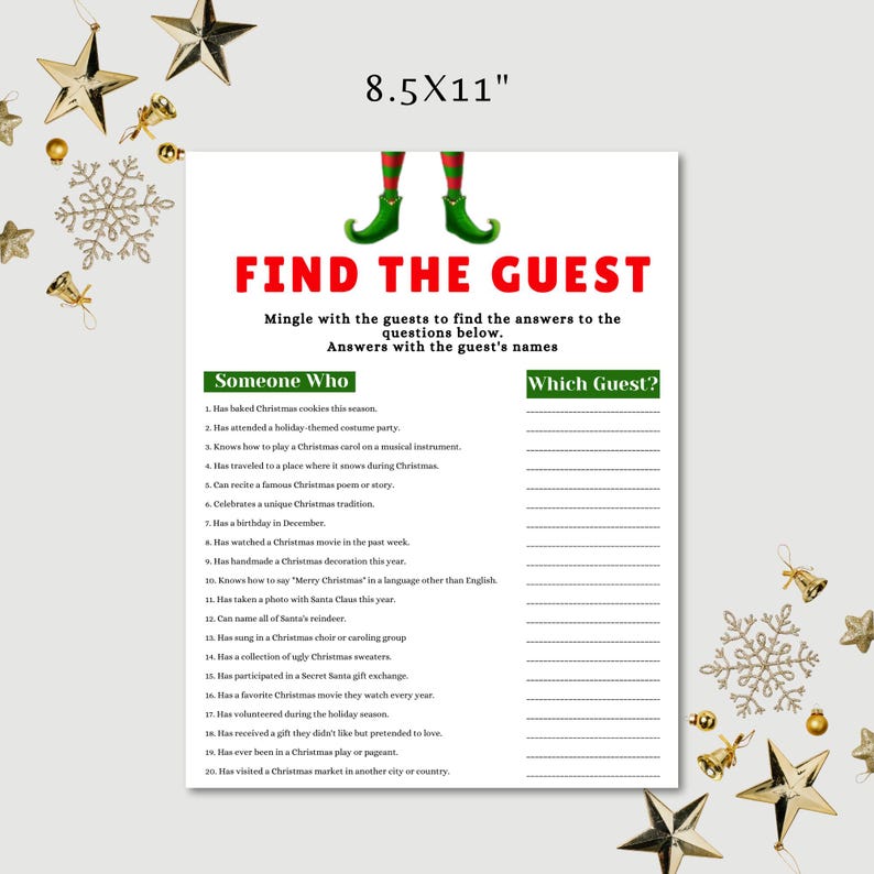 Editable FIND THE Guest, Party Games, Christmas, Games for Adults ...