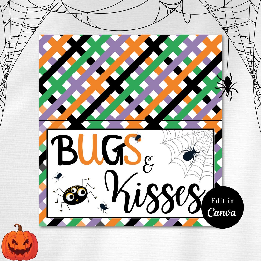 HALLOWEEN TREAT BAG Topper Printable, Bugs and Kisses, Halloween, Treat ...