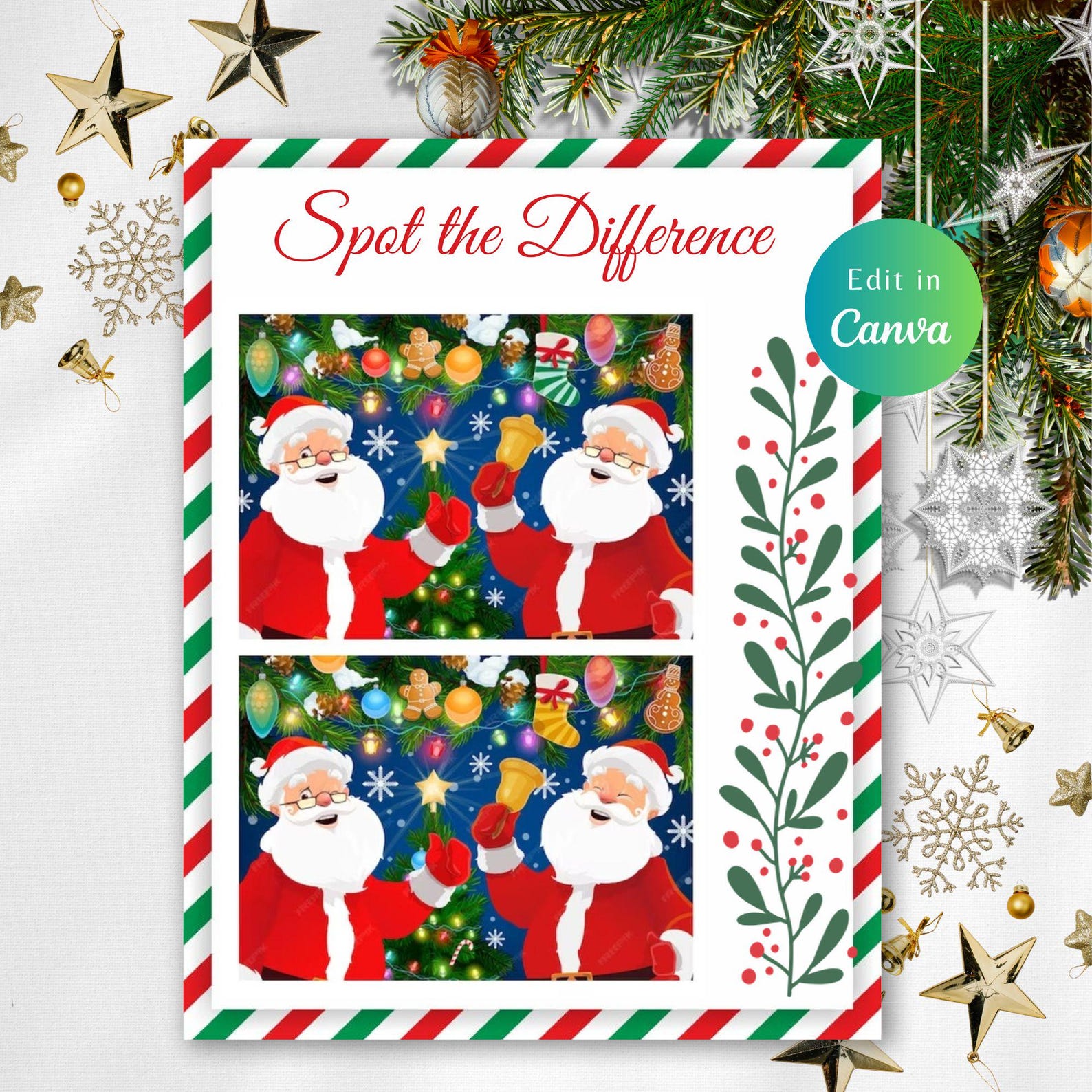 Spot the Difference, Kids Activity, Christmas Activity, Holiday Art ...