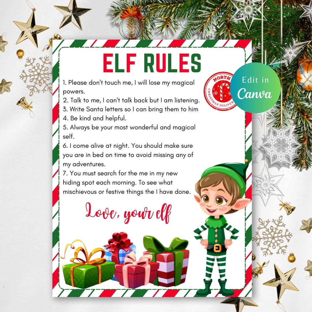 EDITABLE ELF RULES Sign, Welcome Elf Letter, Elf Hello Sign, Rules to ...