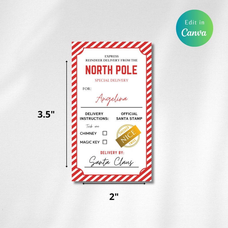 Editable North Pole Express Delivery Christmas Tag Template, Editable ...