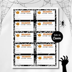 Editable HALLOWEEN COSTUME CONTEST Ballot, Halloween Games, Halloween ...