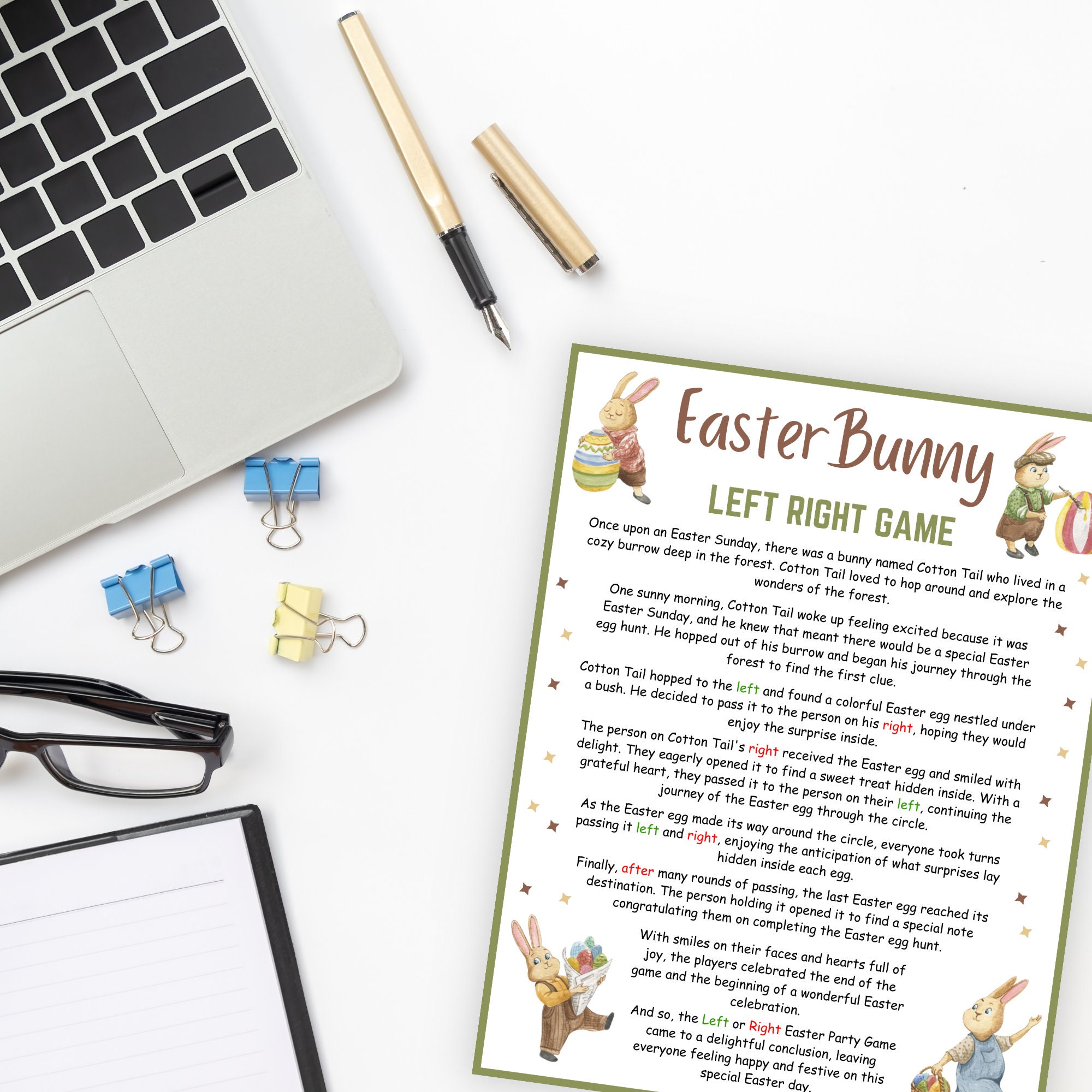 Editable EASTER LEFT Right Games, Right Left Story, Left Right Game ...