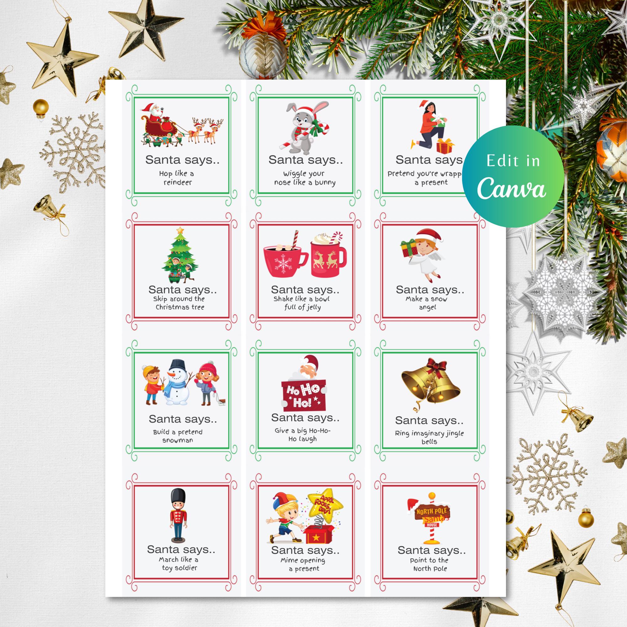 Editable SANTA SAYS (like Simon Says), Christmas Games, for Kids ...