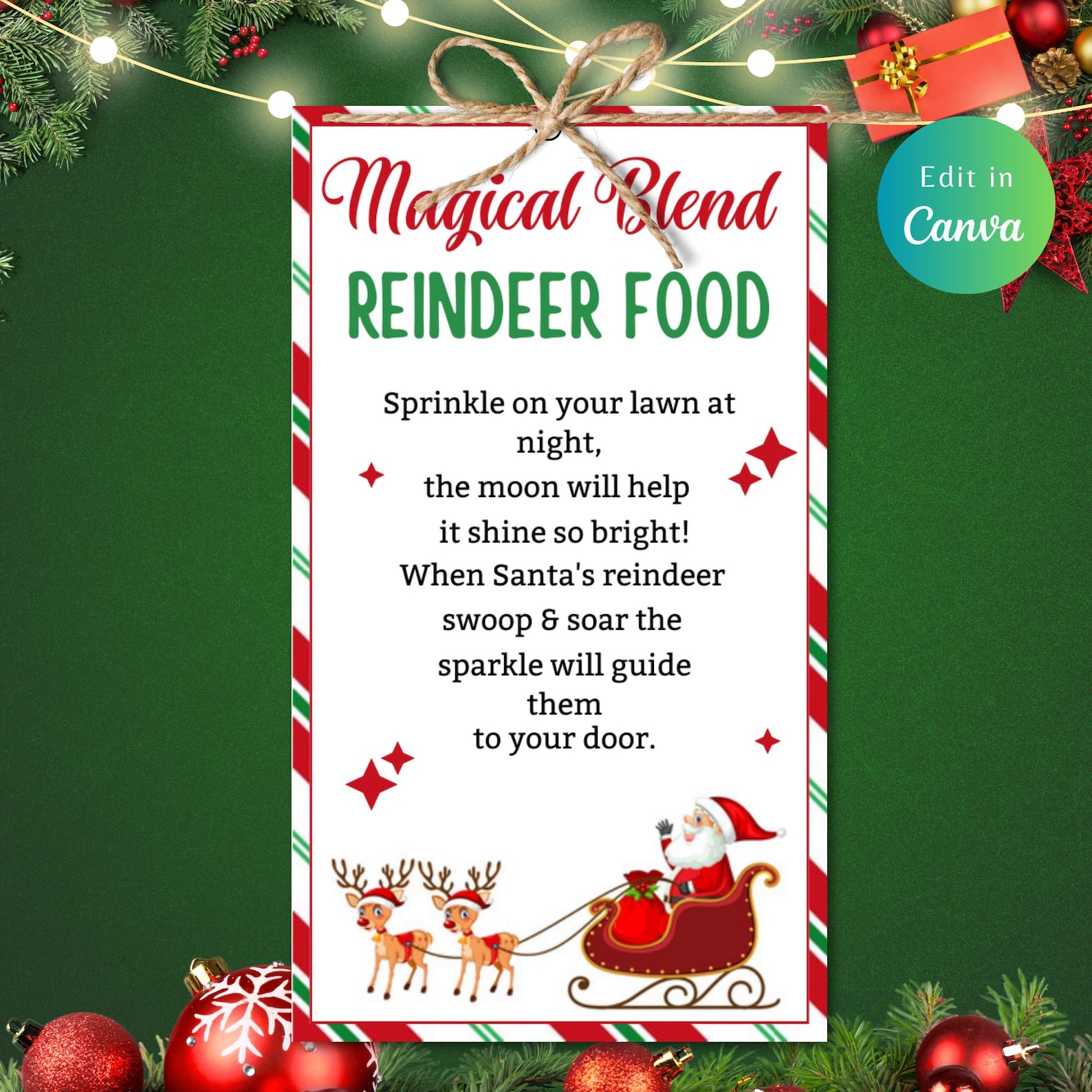 Editable MAGICAL BLEND Reindeer Food Tag, Traditional Reindeer Food ...