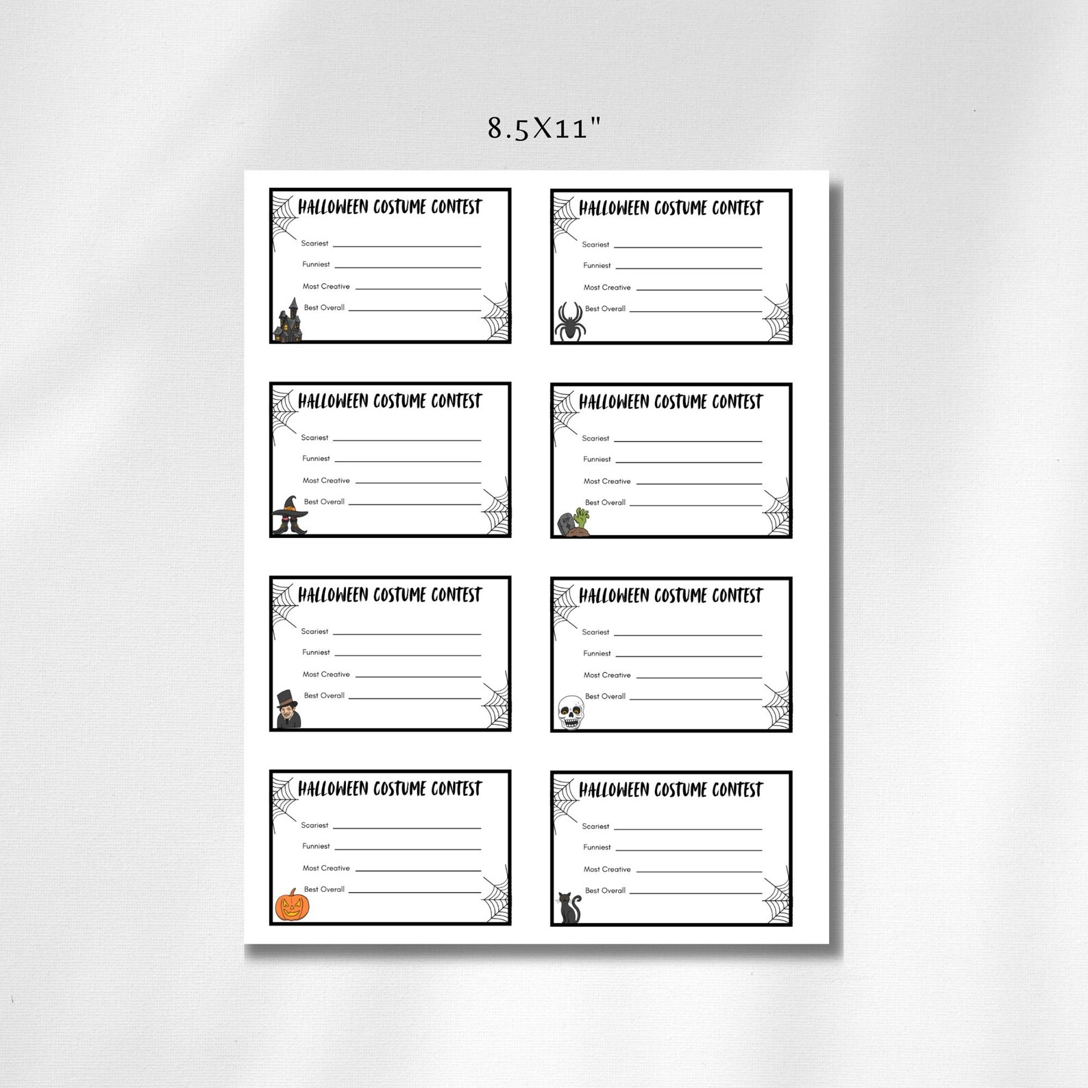 Editable Costume Contest Voting Card,witch Costume Contest Certificate ...