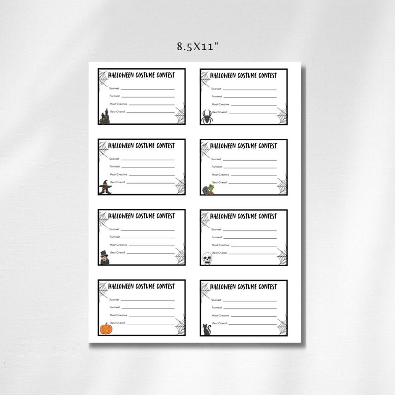 Editable Costume Contest Voting Card,witch Costume Contest Certificate ...