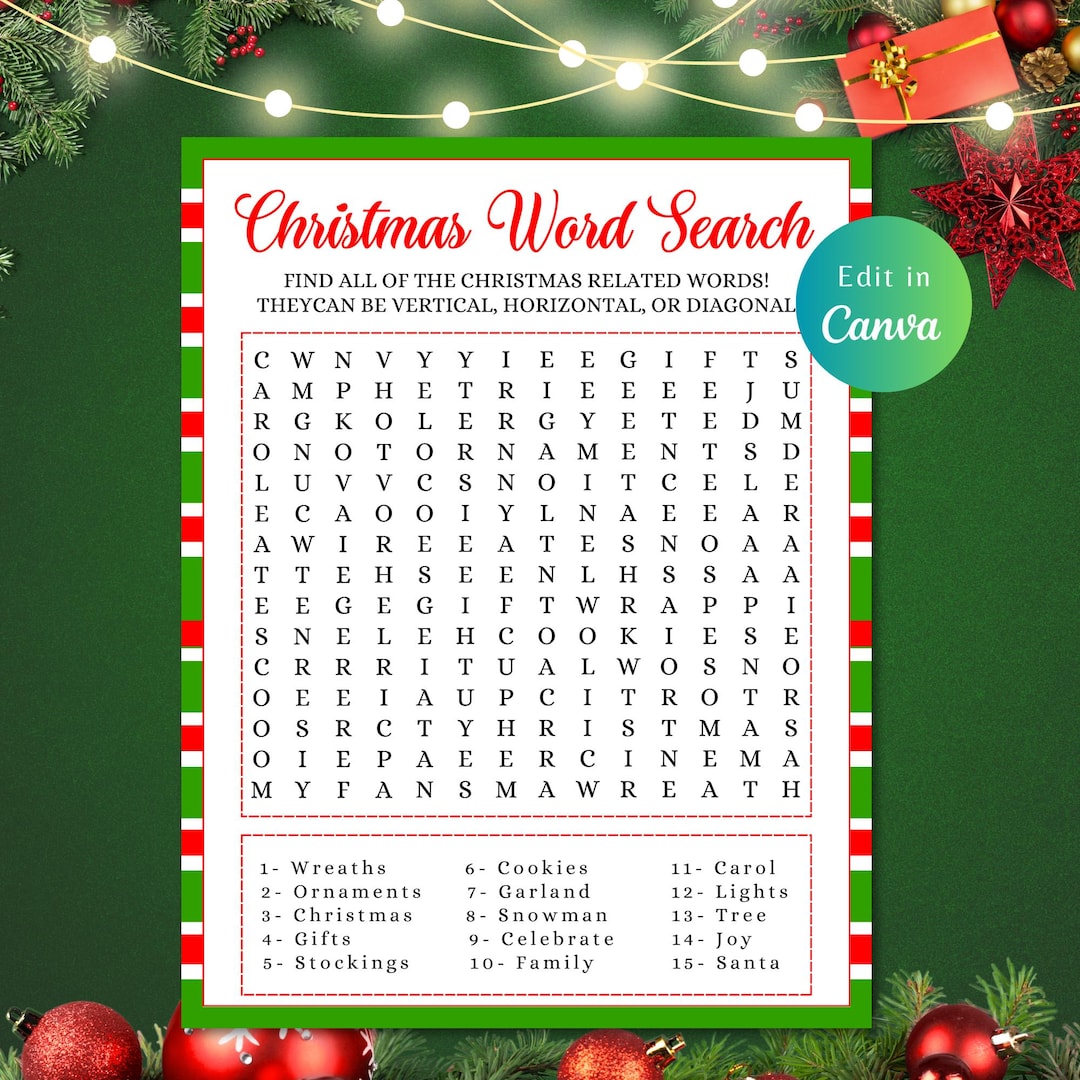 EDITABLE WORD SEARCH, Christmas Word Search, Christmas Printable ...