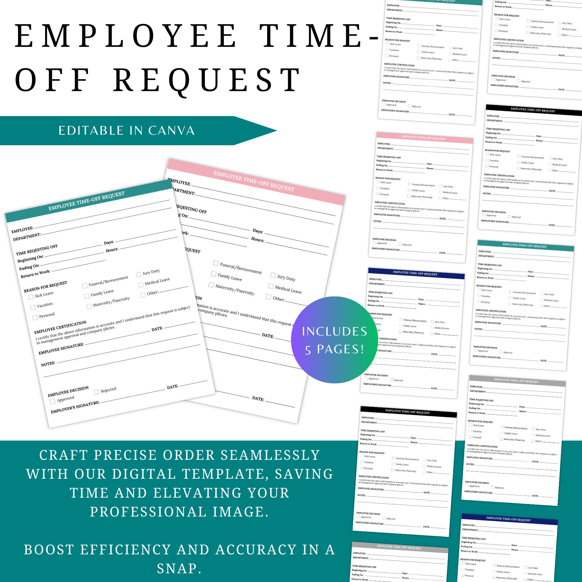 Editable EMPLOYEE TIME OFF, Time off Request, Pto Request Form ...