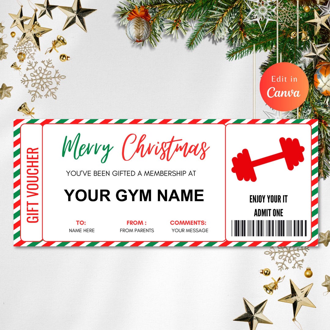 Editable Gym Membership Template Christmas Gift, Gym Membership, Gym ...