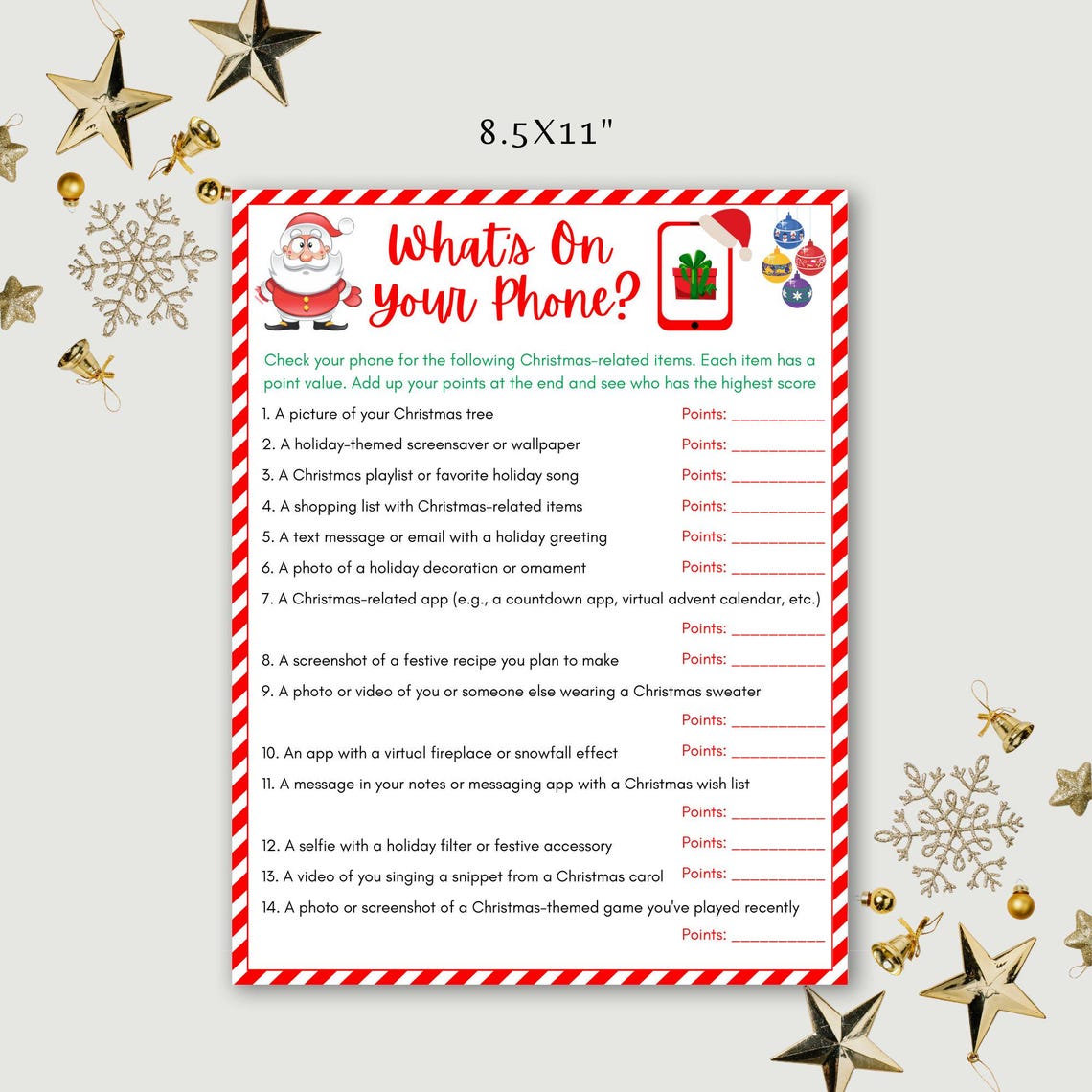 Editable CHRISTMAS WHAT'S on Your Phone Game, Fun Christmas Game, Diy ...