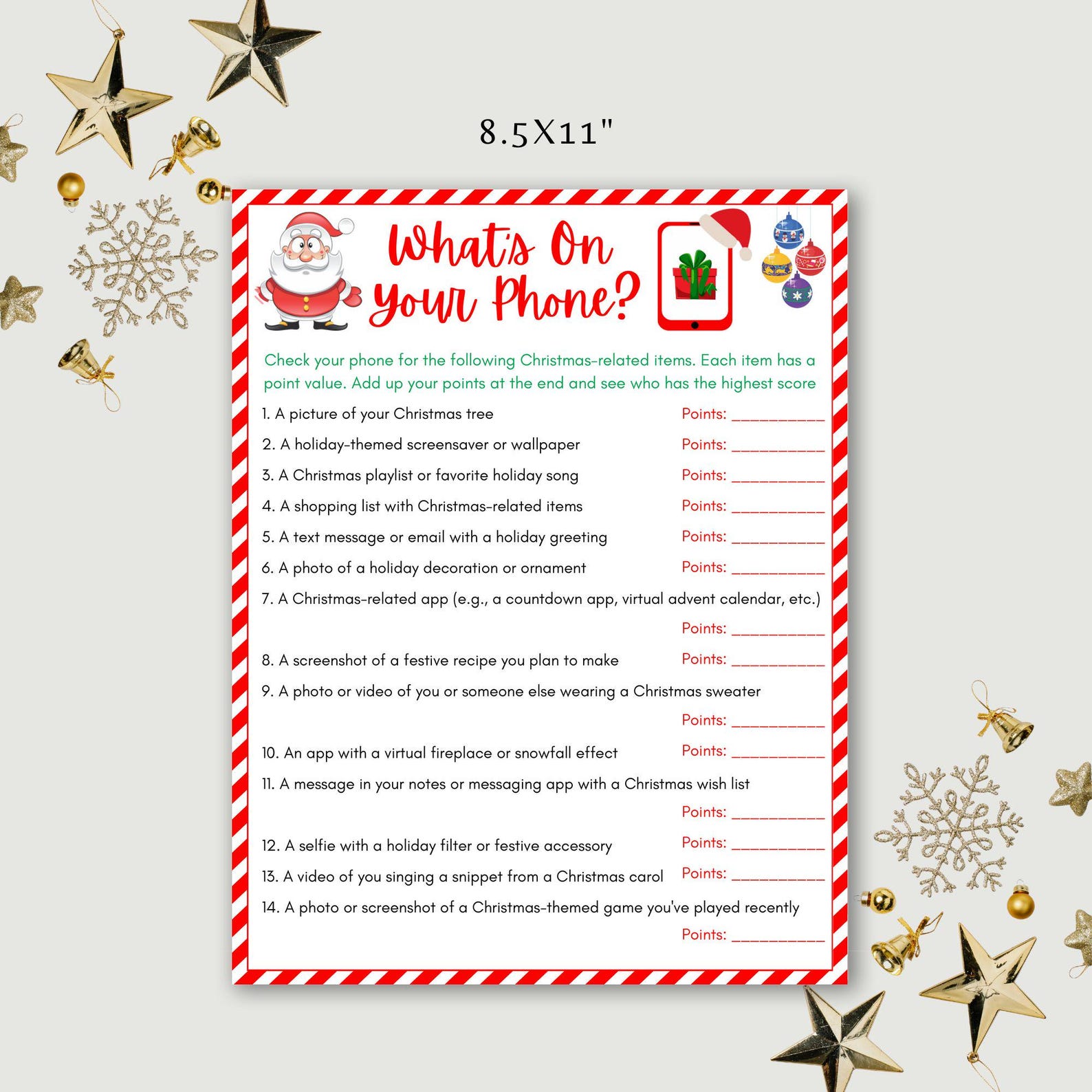 Editable CHRISTMAS WHAT'S on Your Phone Game, Fun Christmas Game, Diy ...