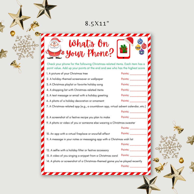 Editable CHRISTMAS WHAT'S on Your Phone Game, Fun Christmas Game, Diy ...
