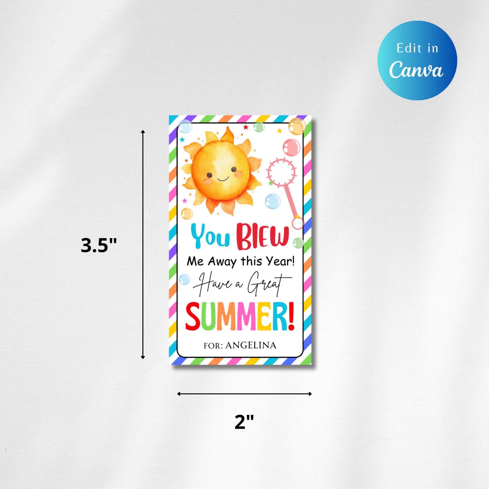 Editable You Blew Me Away Summer Tag, End of School Year Tags, Editable ...