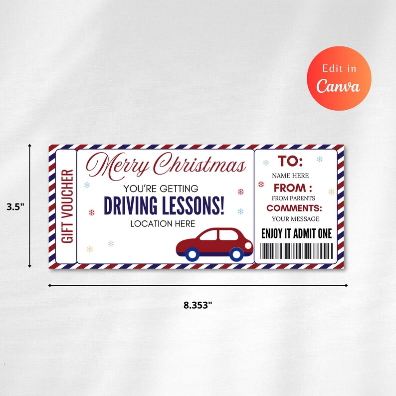 EDITABLE Driving Lessons Gift Voucher Template Certificate Ticket ...