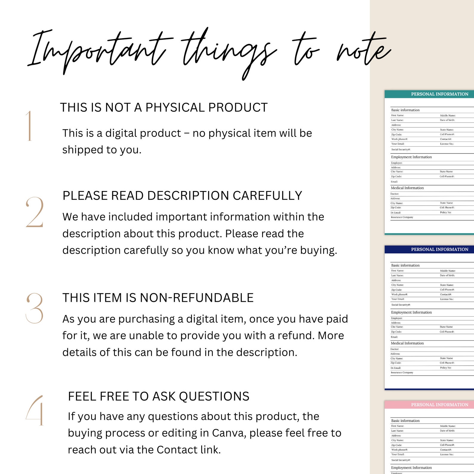 PERSONAL INFORMATION PAGE, Personal Data, Basic Info Template, Personal ...