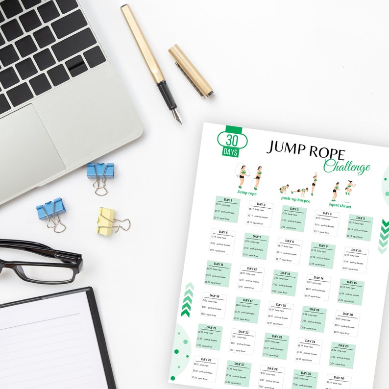 Editable 30 DAYS Jump Rope Challenge, Jump Rope, Rope Jumping Challenge ...