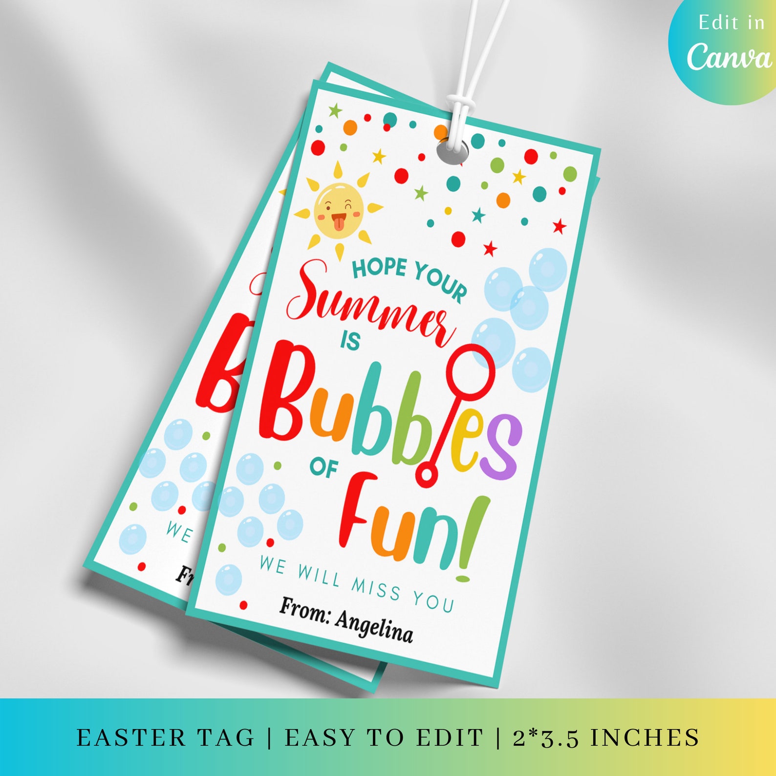 Editable HOPE YOUR Summer Bubbles With Fun Gift Tag, Thank You, Bubbles ...
