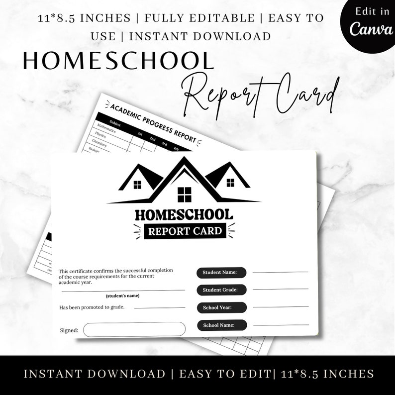 Editable HOMESCHOOL REPORT CARD, Homeschool Record, Record Keeping ...