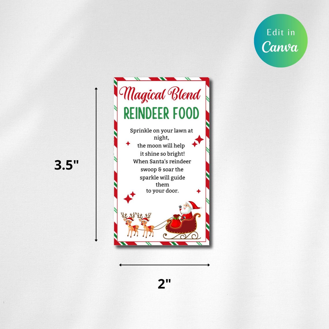 Editable MAGICAL BLEND Reindeer Food Tag, Traditional Reindeer Food ...