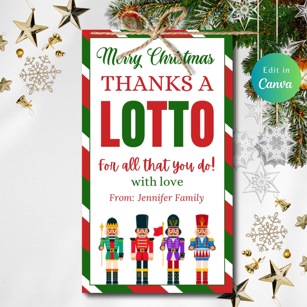 Editable THANKS LOTTO TAG, Printable Gift Tag for Lotto Ticket Holders ...