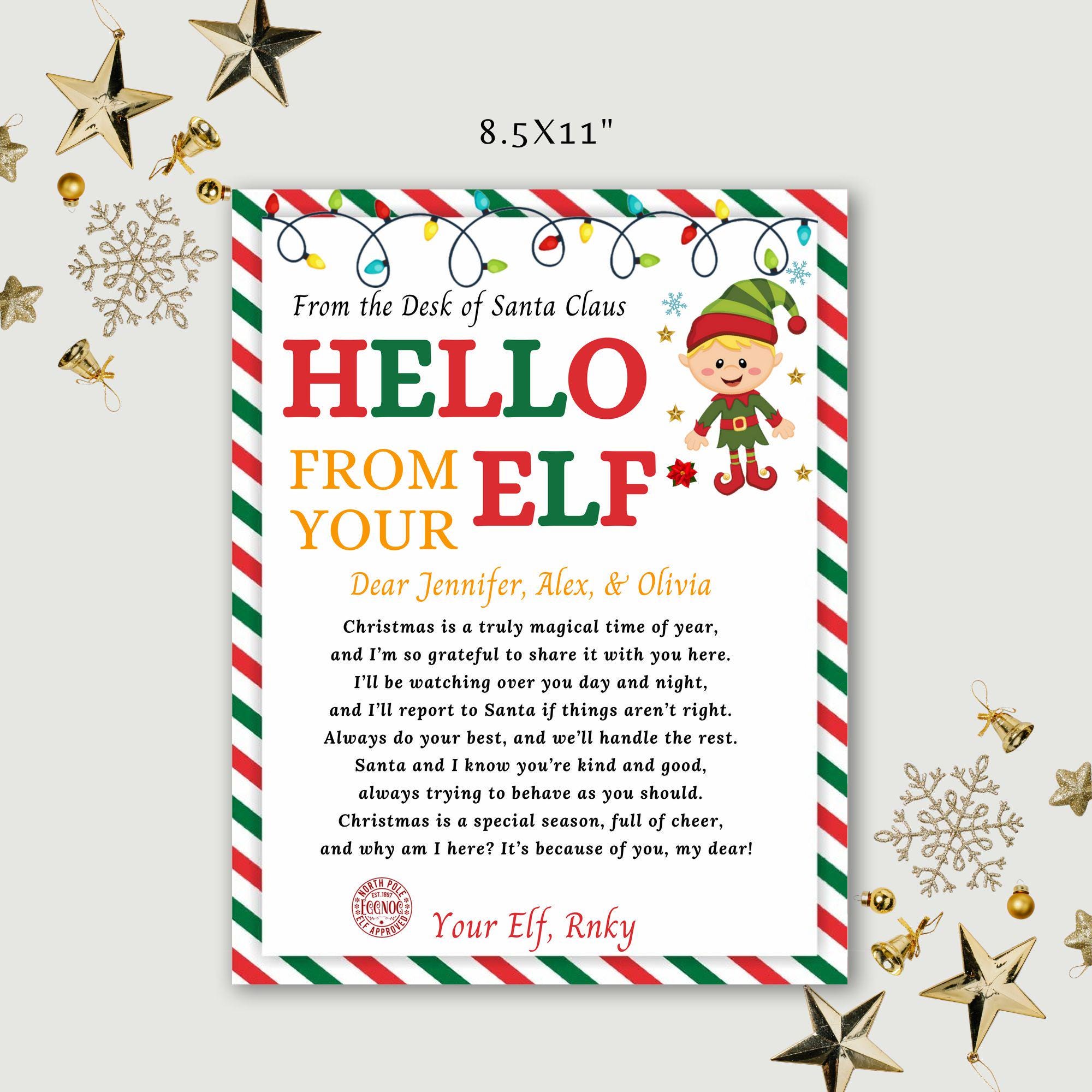 EDITABLE HELLO LETTER From Elves Template, Letter From Elf, Christmas ...