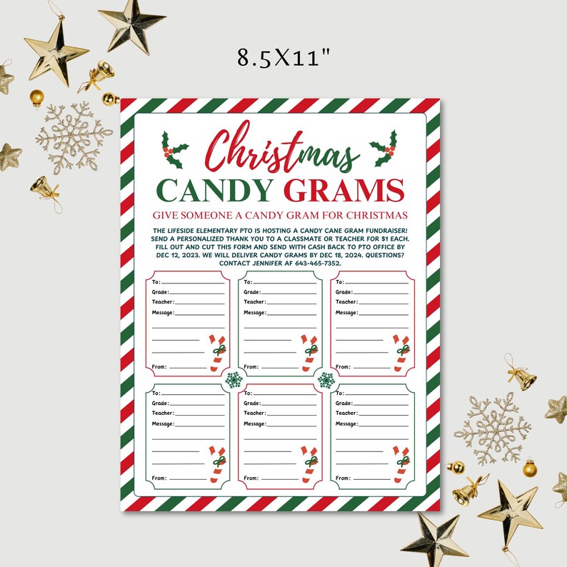 Editable CHRISTMAS CANDY Gram Flyer, Holiday Gram, Christmas Gram ...