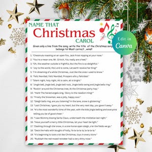 PRINTABLE GUESS the Christmas CAROL, Christmas Party Game, Christmas ...