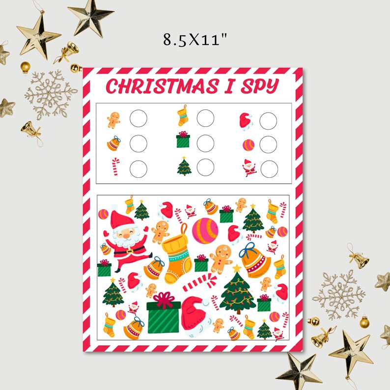 I SPY CHRISTMAS Printable, Dinner Activity, Kids Bingo Card, Classroom ...