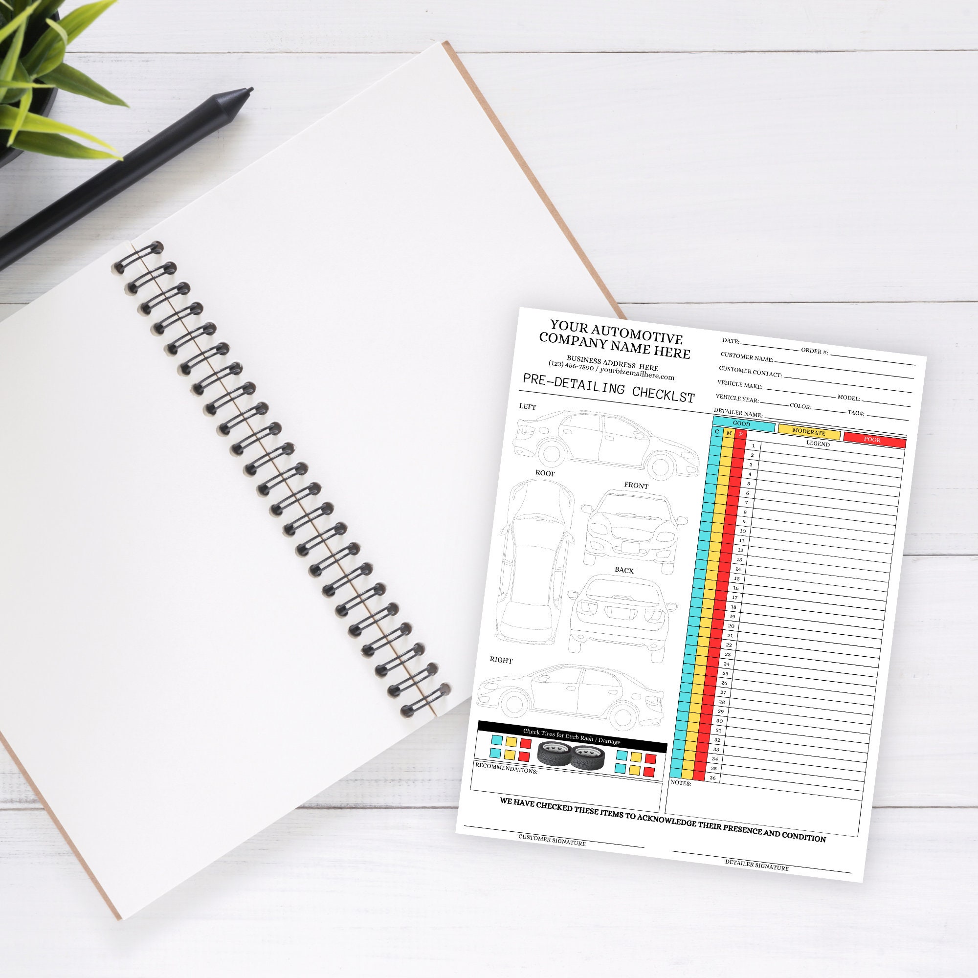 PRE-DETAIL VEHICLE Template, Vehicle Detailing, Detailing Checklist ...