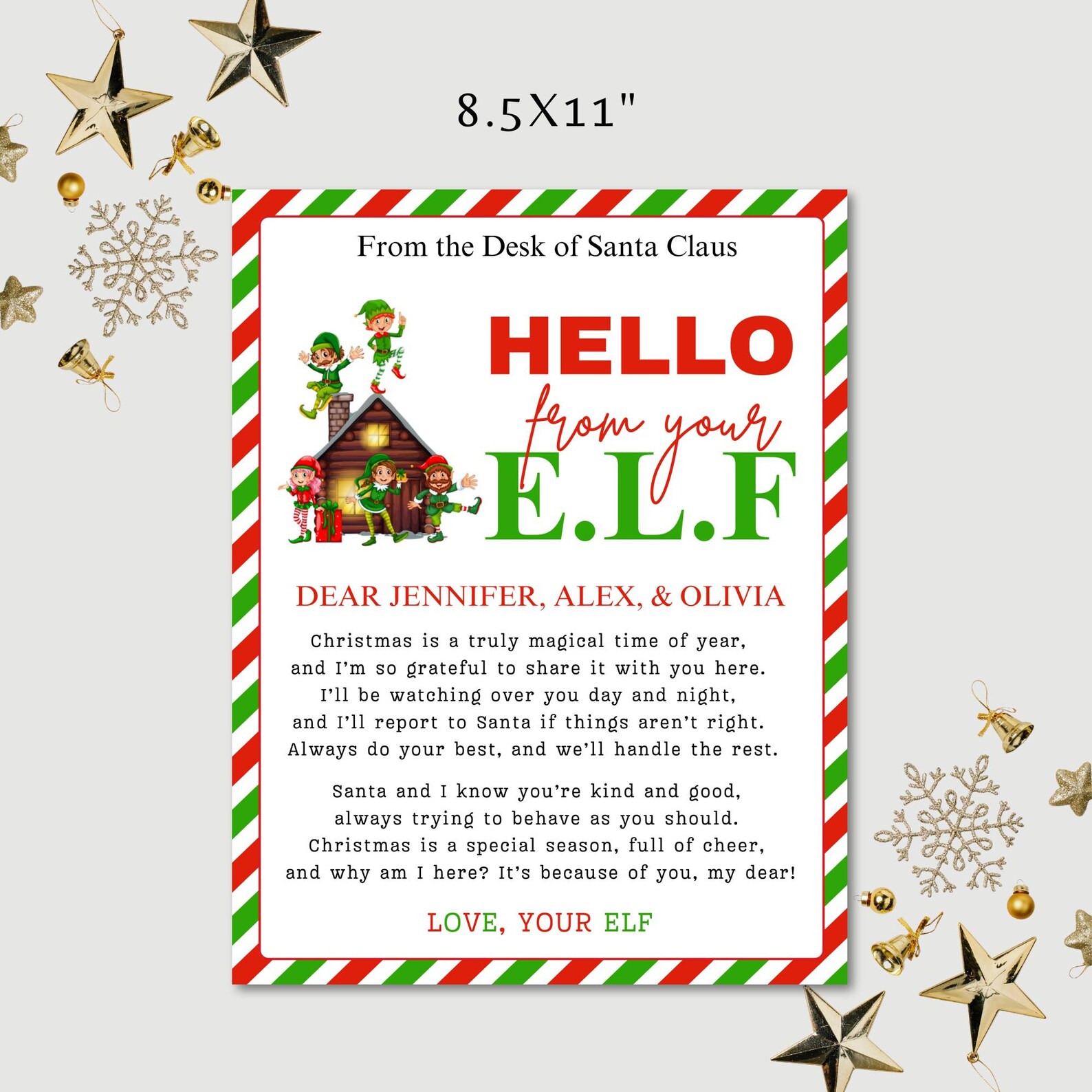 EDITABLE HELLO LETTER From Elves Template, Letter From Elf, Christmas ...