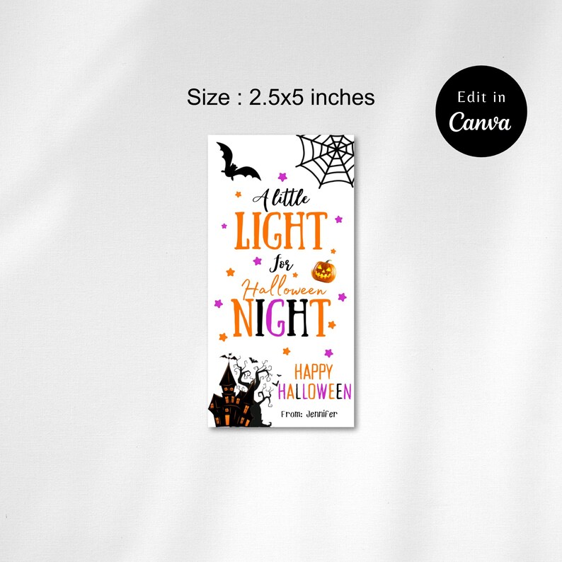 Editable A LITTLE Bit of Light for Halloween Night, Halloween Favors ...