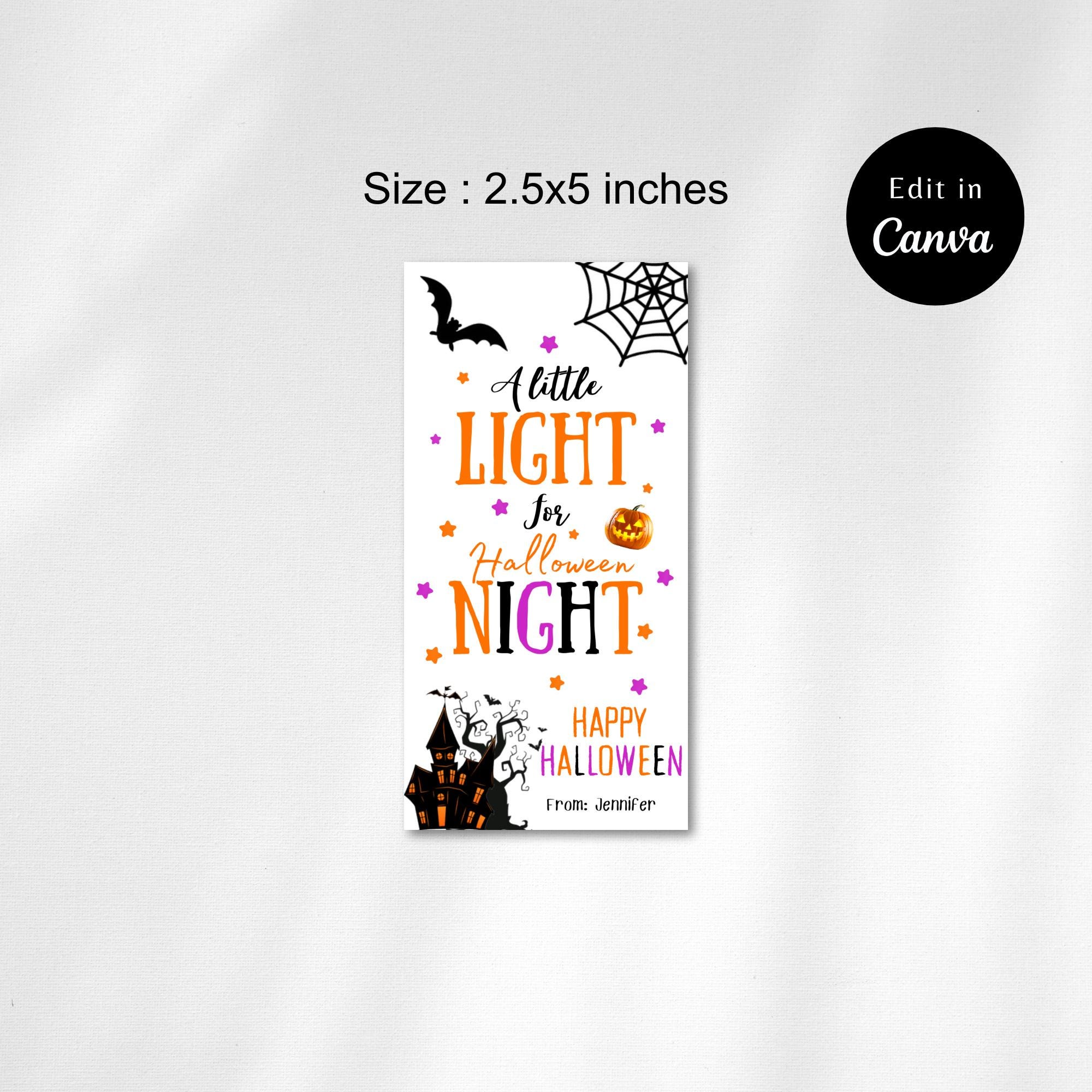 Editable A LITTLE Bit of Light for Halloween Night, Halloween Favors ...