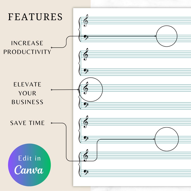SHEET MUSIC TEMPLATE, Blank Music, Blank Piano Music, Music Template ...