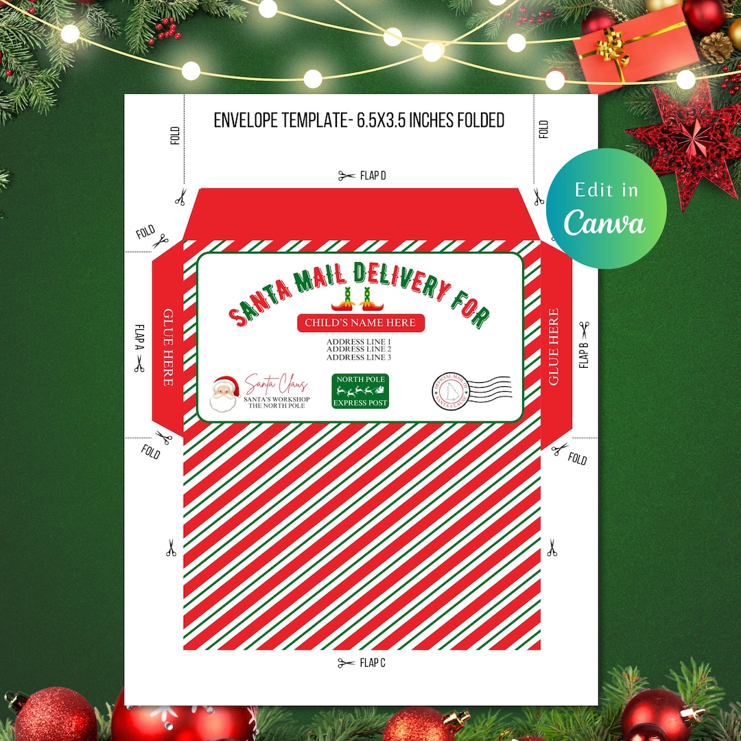 Editable Santa Envelope Template Printable, From Santa Claus, PRINTABLE ...