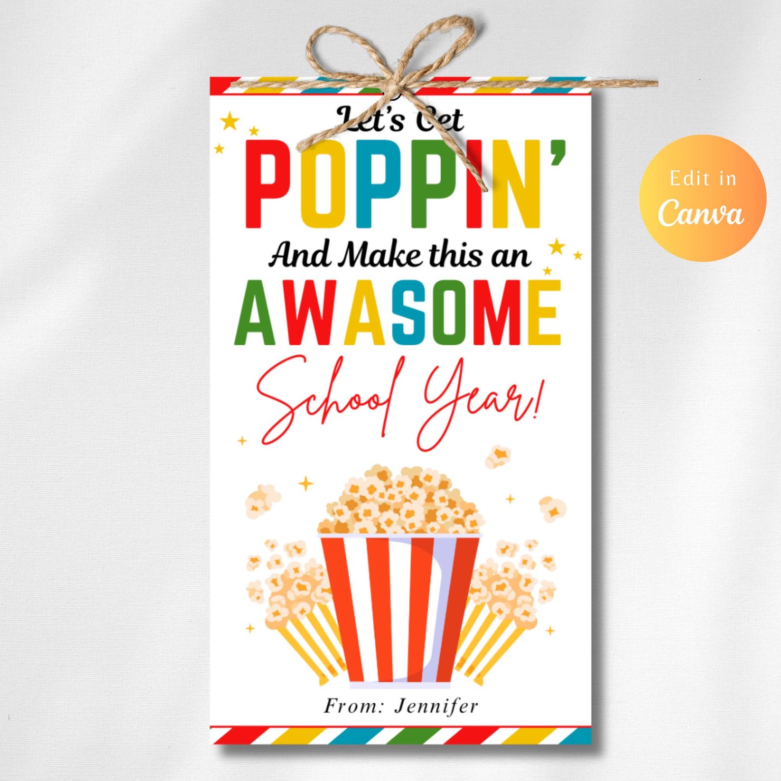 PRINTABLE LET'S GET Poppin' and Make This an Awesome School Year Tag ...