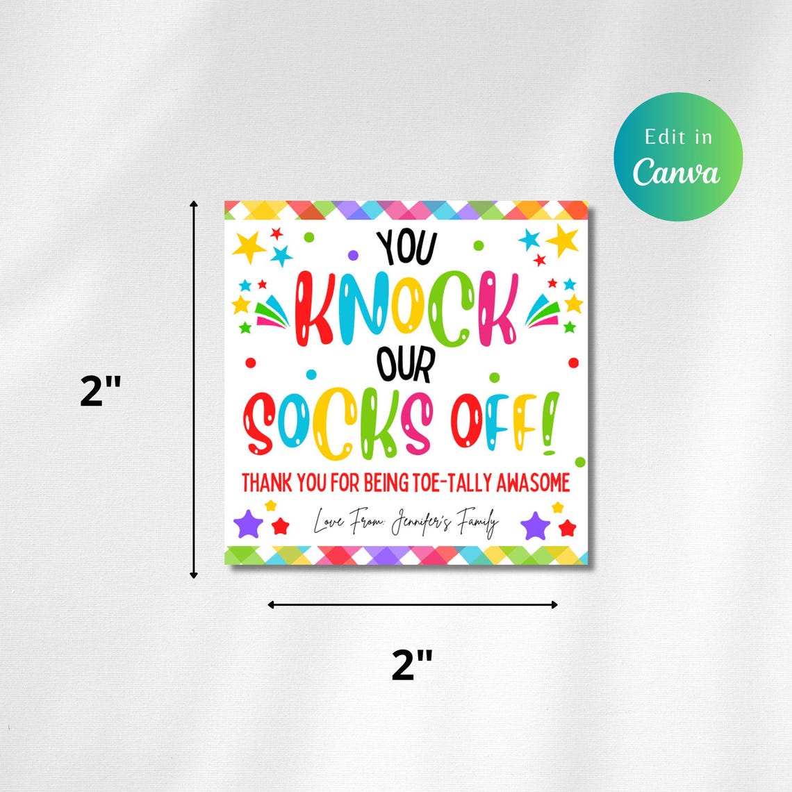 Editable You Knock My Socks Off! Sock Gift Tag, Foot Hamper Tag ...